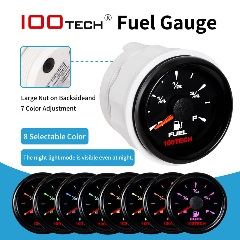 100TECH Boat Fuel Gauge Marine Fuel Gauge for Boat RV Yacht Car Truck ...