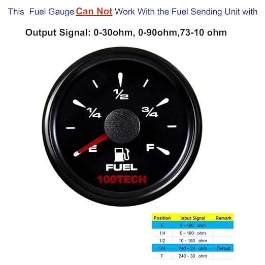 100TECH Fuel Gauge Marine Fuel Gauge Aftermarket Fuel Level Gauge Mari ...